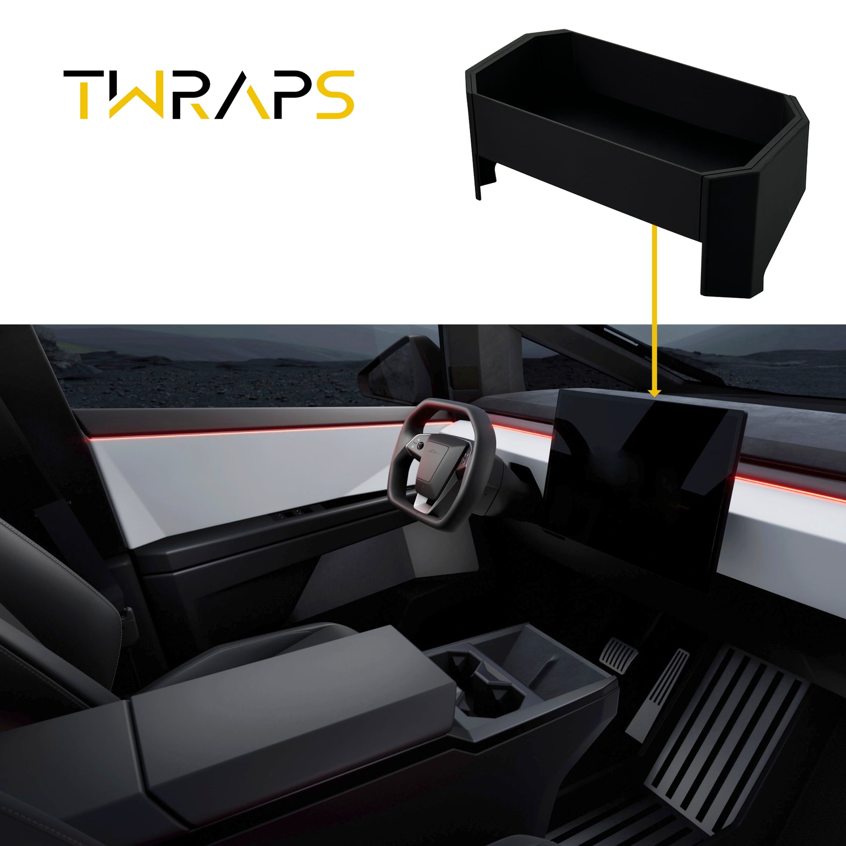 Behind Screen Storage Tray for Tesla Cybertruck - Dashboard Organizer ...